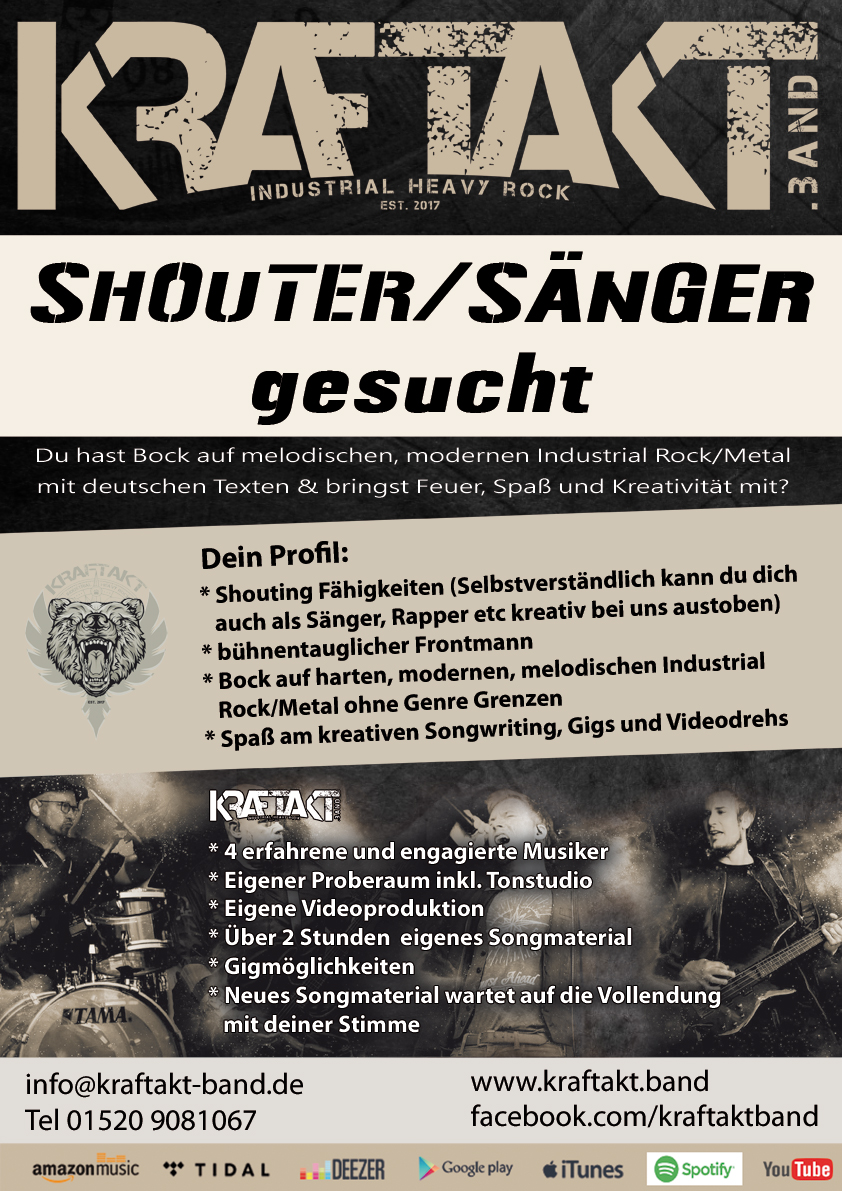 SHOUTER / SÄNGER gesucht – KRAFTAKT – Official Website